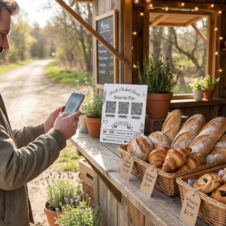 Scan to Pay Sign for Bakeries | QR Code Payment Sign | Editable Canva ...
