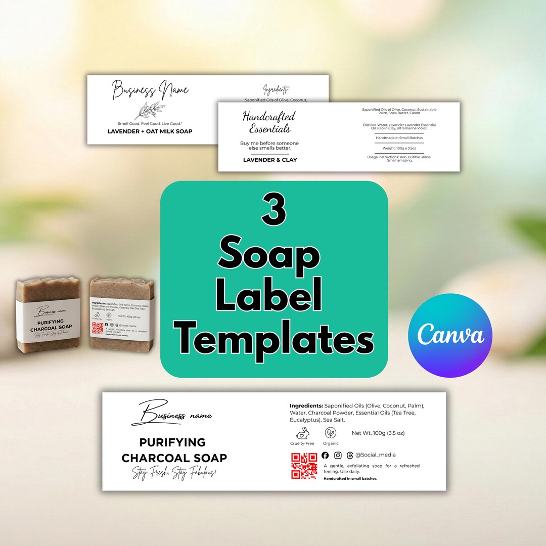 Soap Label Template Canva | Handmade Soap Label | Cottage Soap Label ...