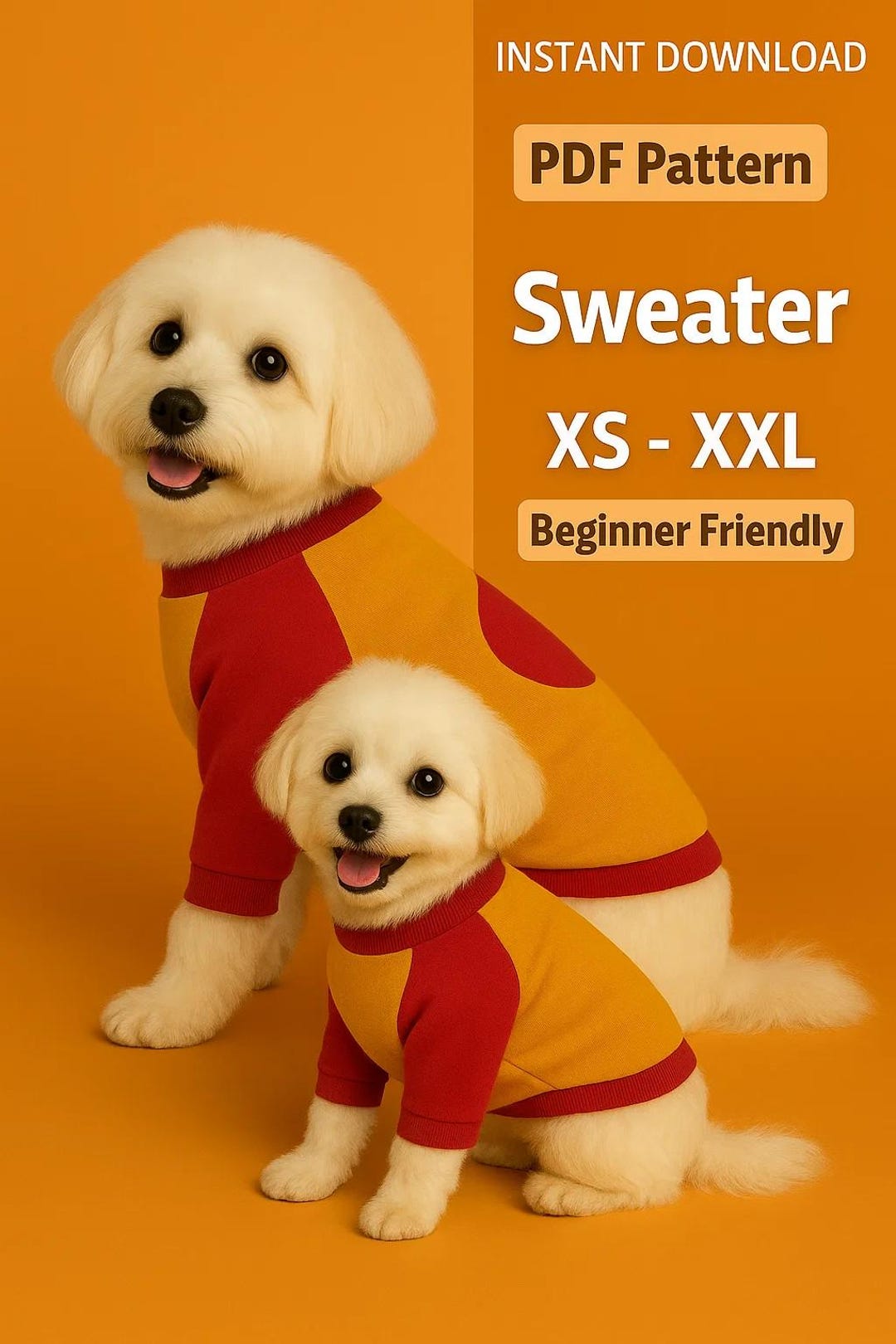 Dog Sweater Sewing Pattern: Suitable for Small to Large Pets (PDF ...