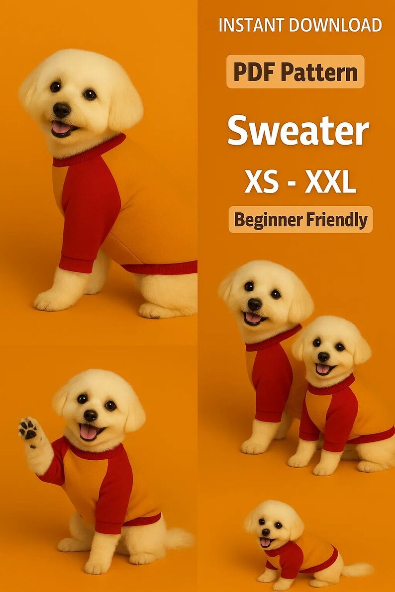 Dog Sweater Sewing Pattern: Suitable for Small to Large Pets (PDF ...