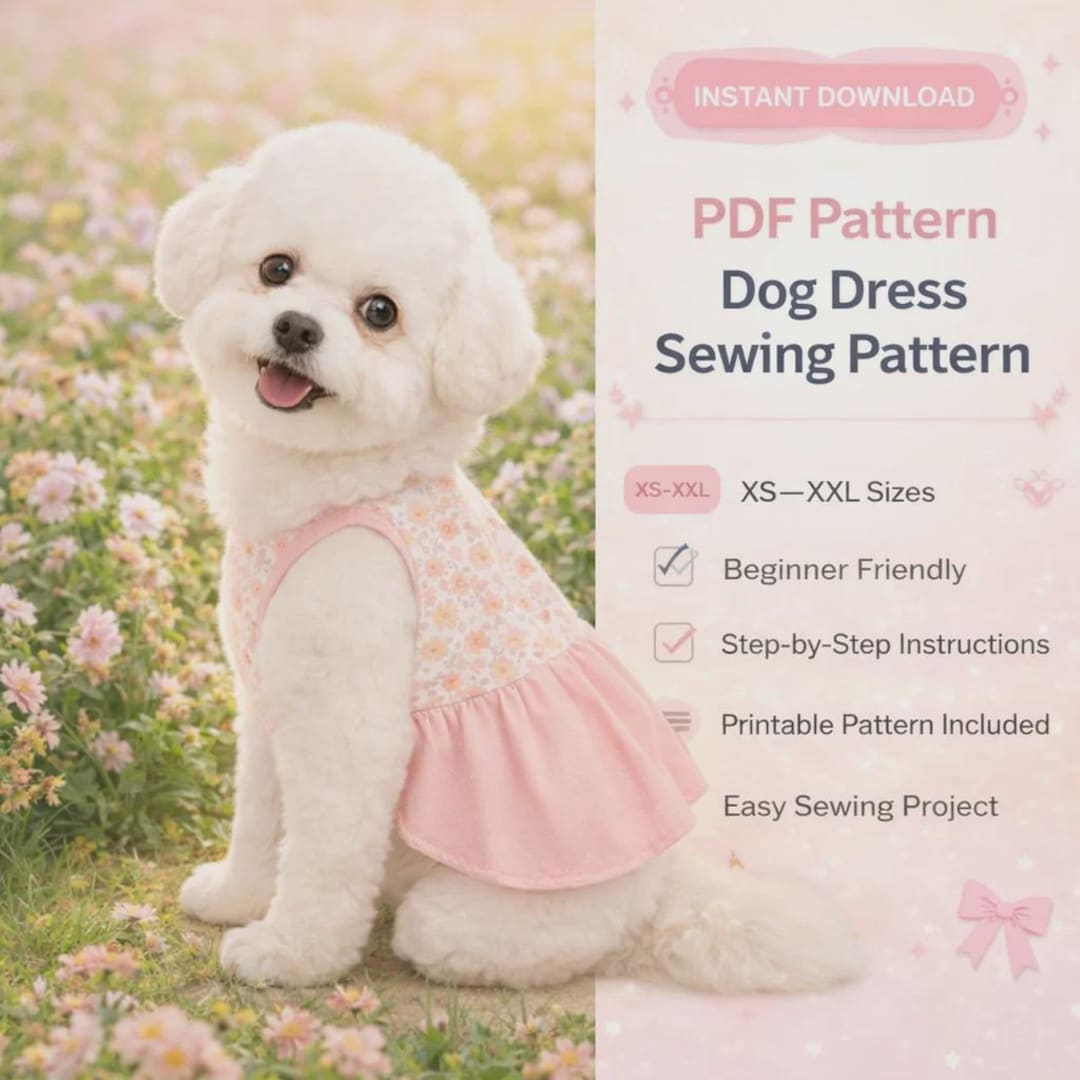 Dog Dress Sewing Pattern, Floral Garden Style, Beginner Friendly (PDF ...
