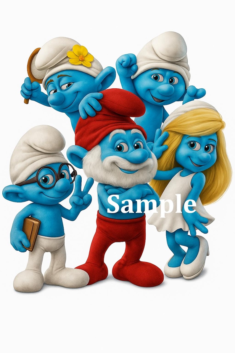 The Smurf Printable Clipart Pack: Transparent Background (6 PNG File ...