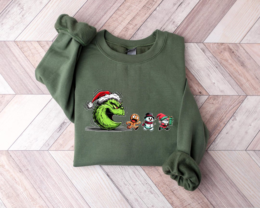 Funny Grinchmas Pacman Eating Santa Sweatshirt, Grinch Christmas Shirt ...