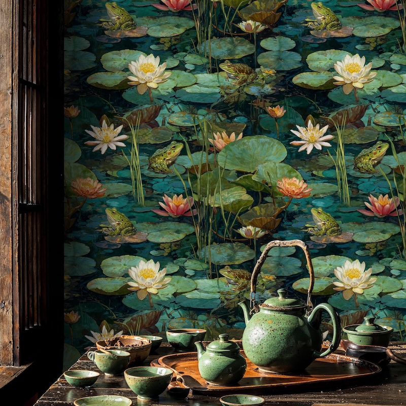 Water Lily Wallpaper Mural - Etsy UK