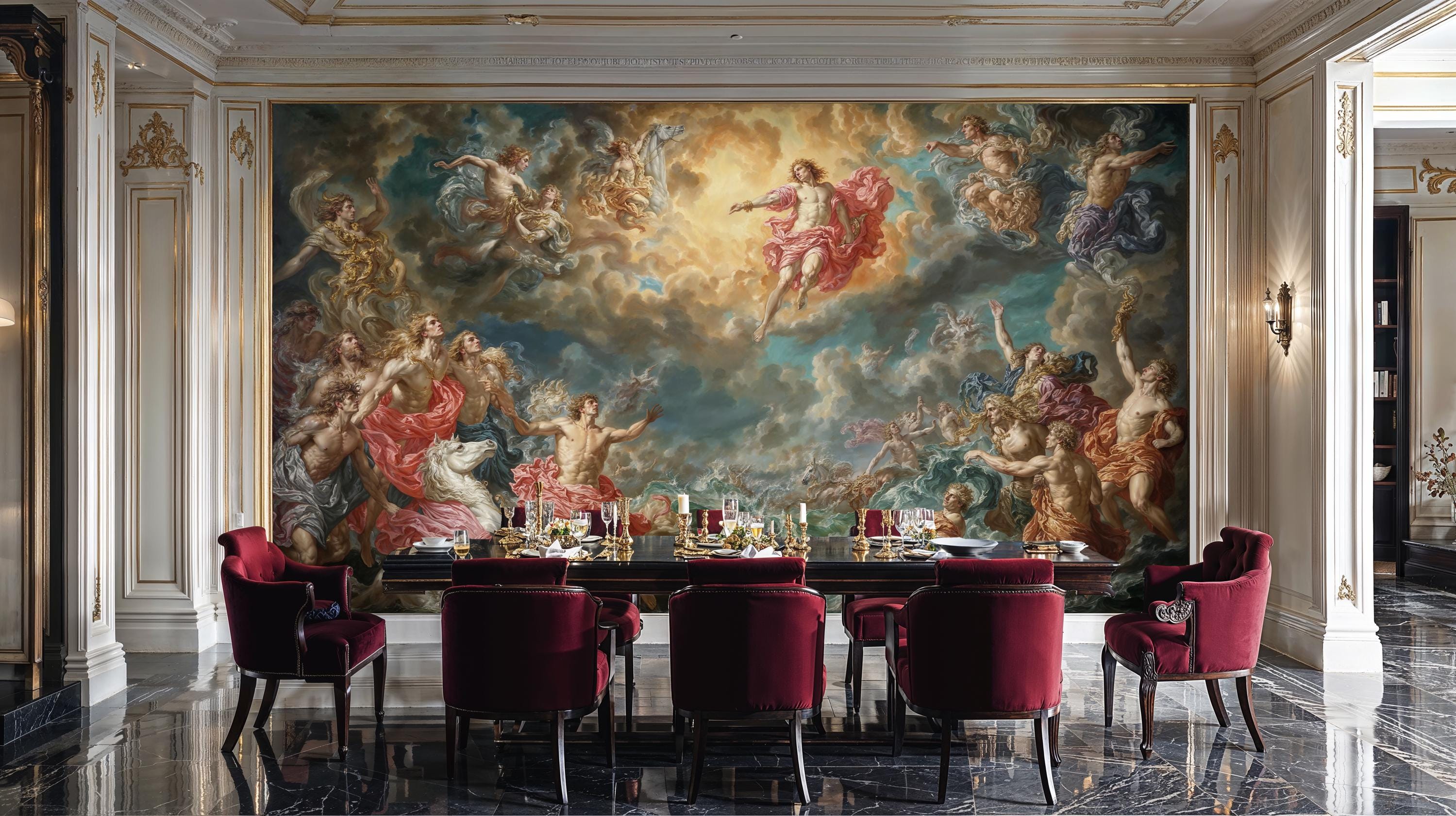 Baroque Wallpaper Panels French: Renaissance Fresco Art Peel and Stick ...