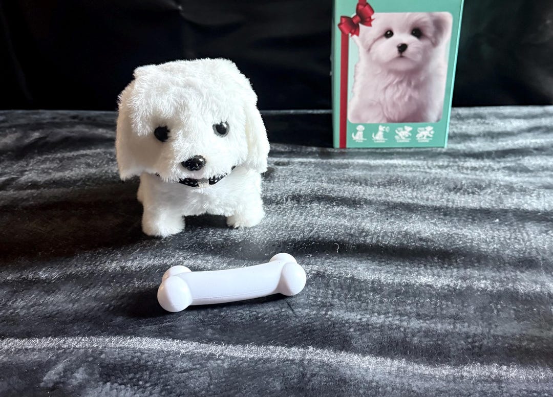 White Maltese Robotic Puppy Toy, Interactive Plush Pet or Yorkie - Etsy