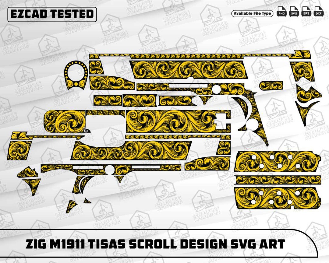 Tisas Zig M1911 Scroll Design Svg: Laser Cut/engrave File - Etsy