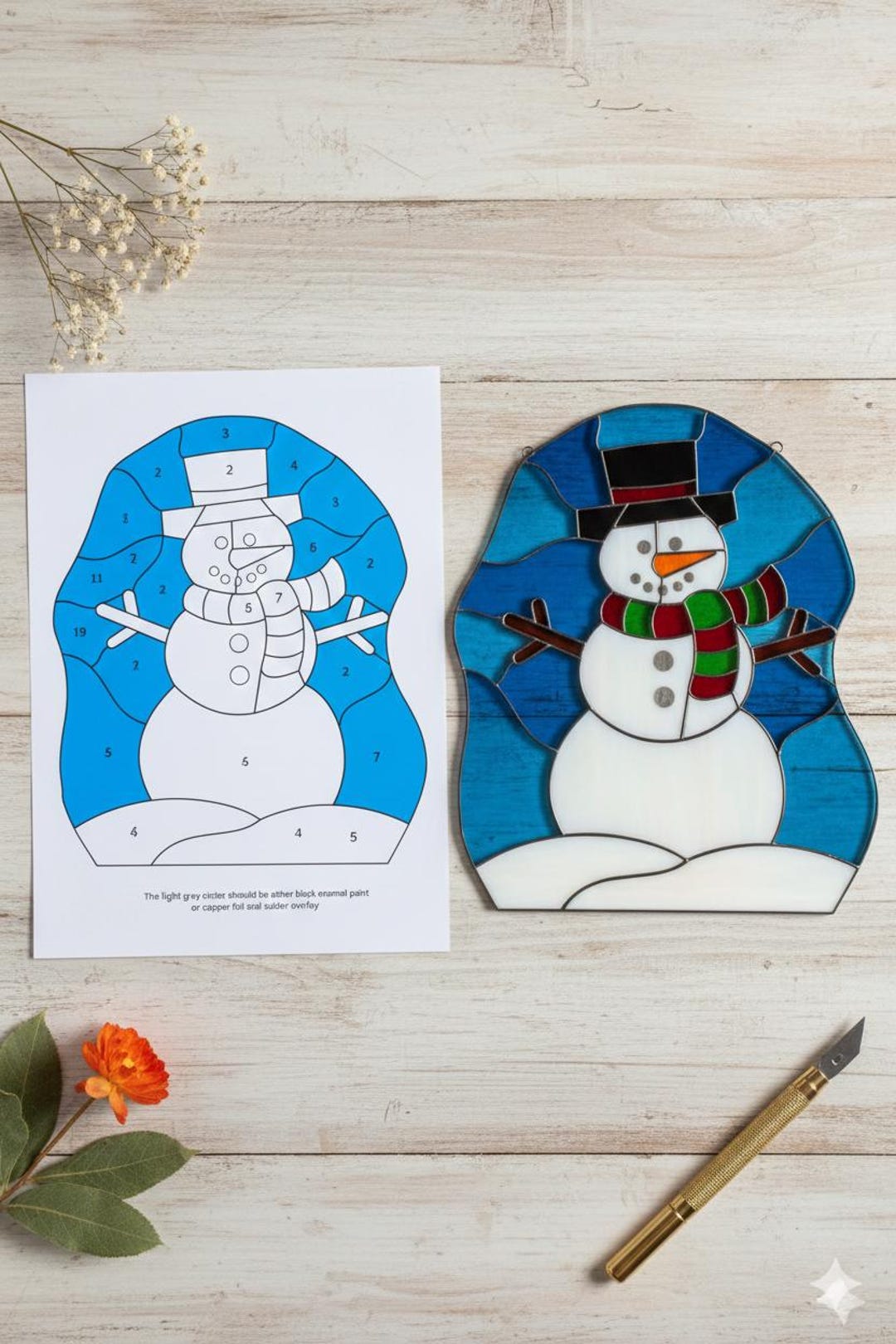 Snowman Stained Glass Pattern - Etsy