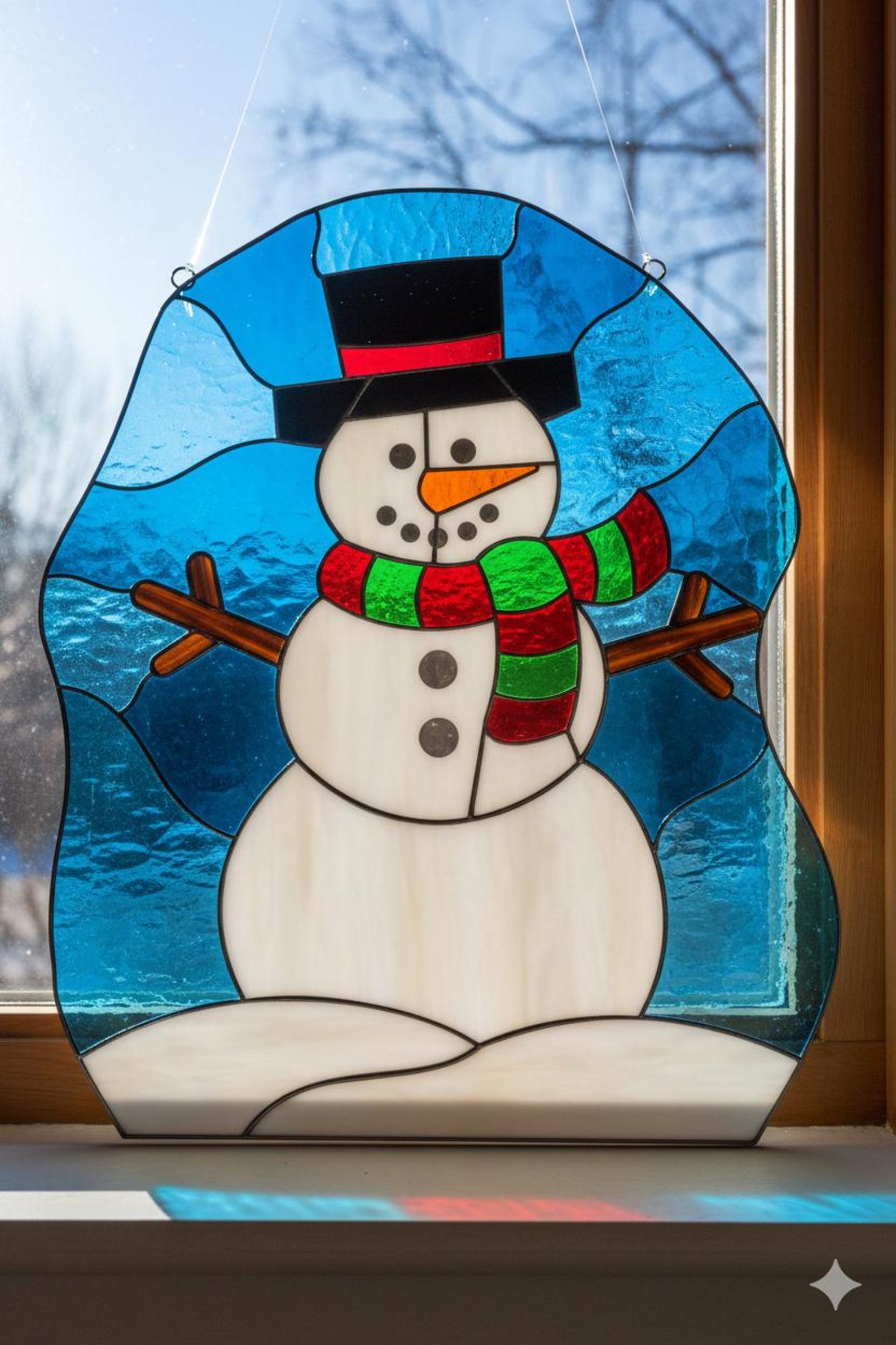 Snowman Stained Glass Pattern - Etsy
