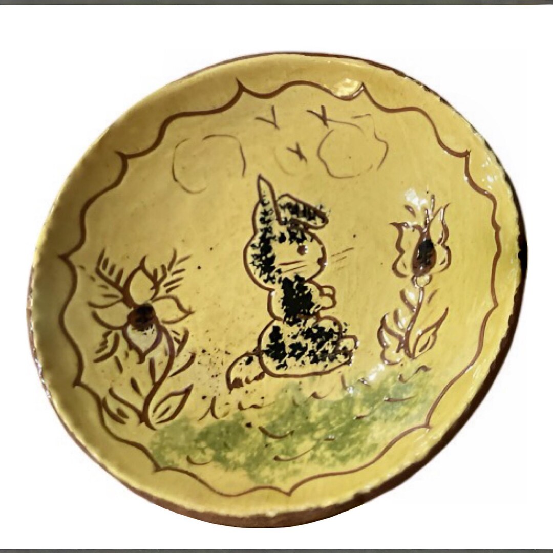 Vintage Pennsylvania Redware Mini Plate • BCL Breininger 1979 • Folk ...