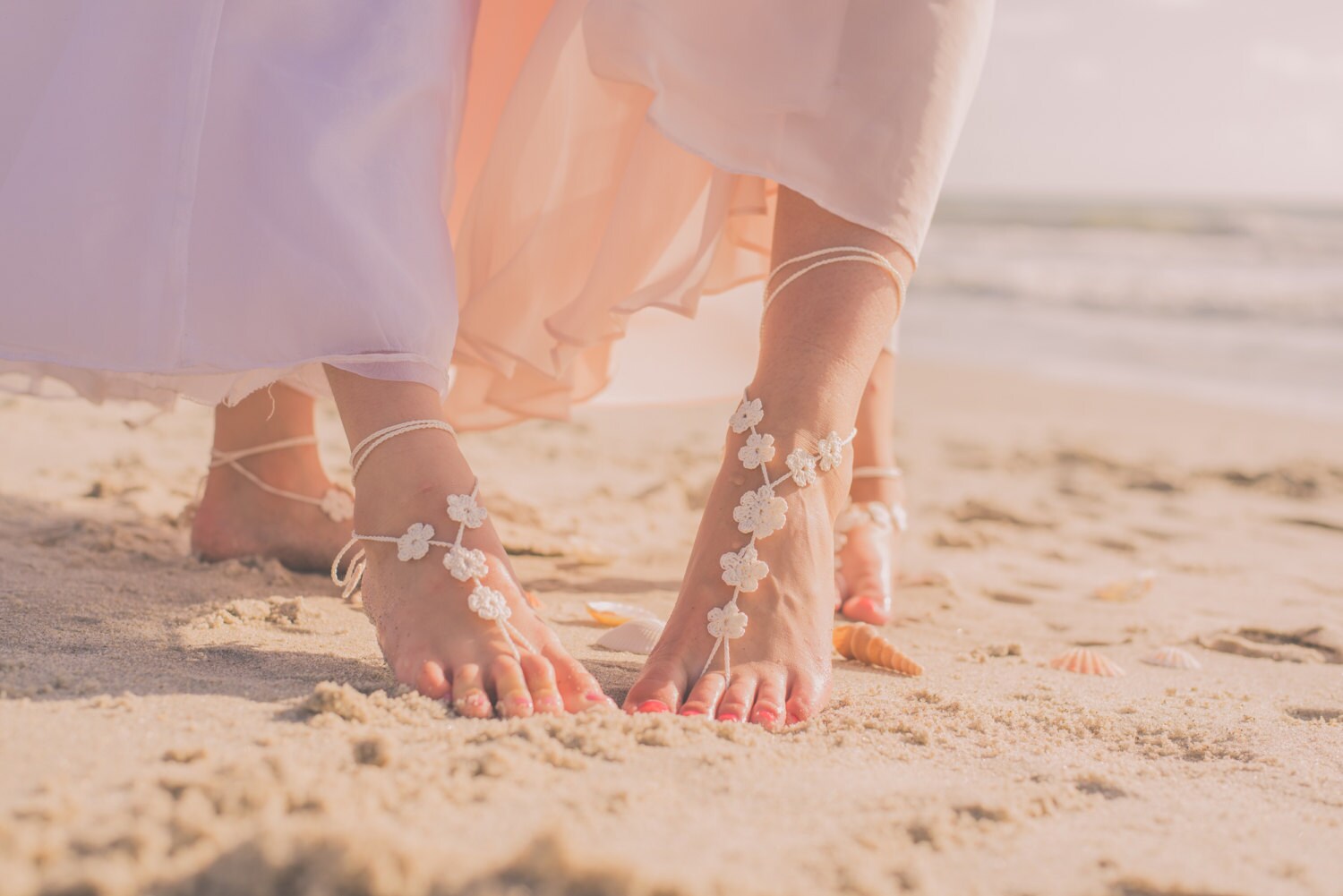 Boho Wedding Shoes Flower Beach Barefoot Sandals Foot Jewelry Etsy