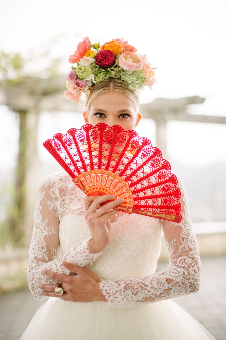 Christmas Red Lace Hand Fan Red Spanish Hand Fan Hand Held - Etsy