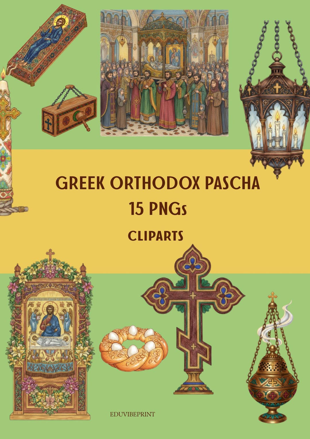 Greek Orthodox Easter Clipart – Watercolor Pascha Elements, PNG ...