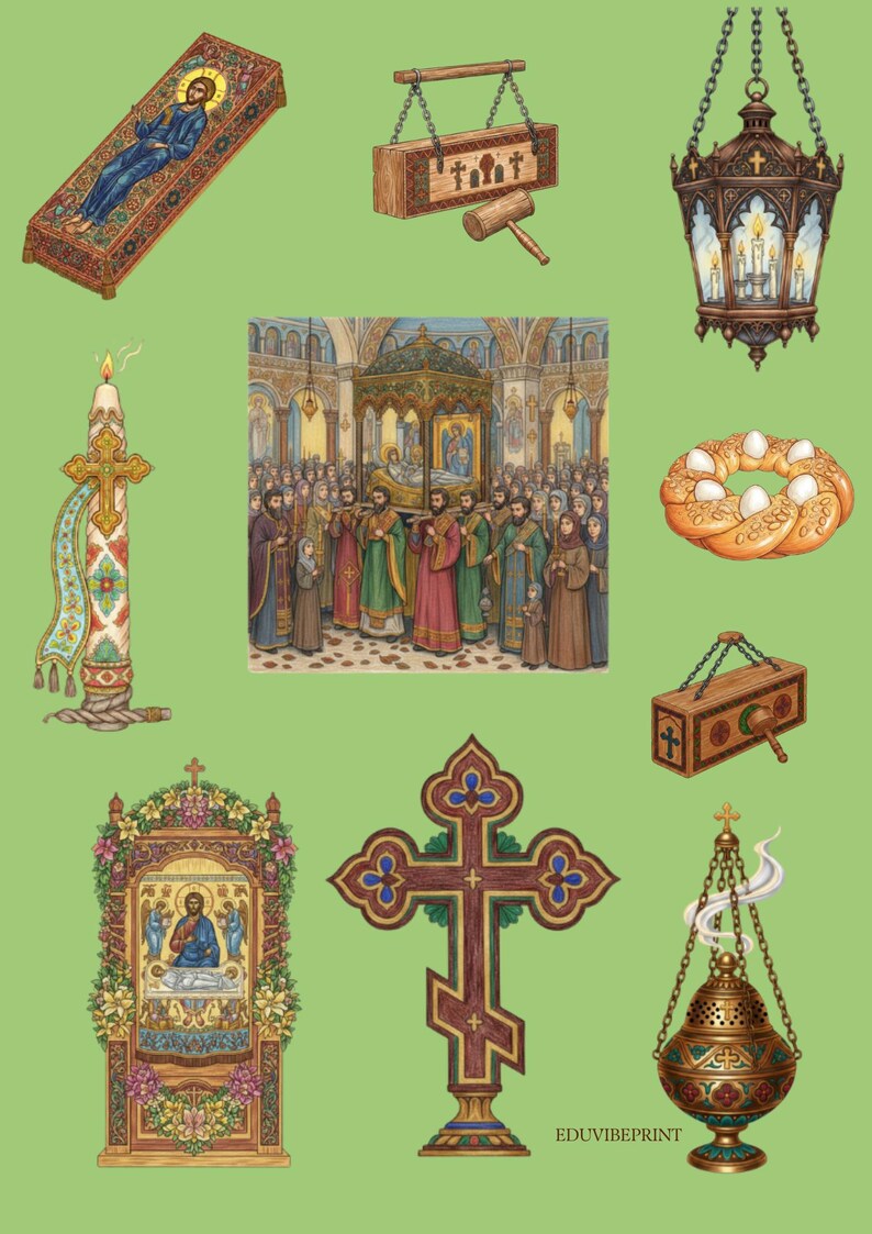 Greek Orthodox Easter Clipart – Watercolor Pascha Elements, PNG ...