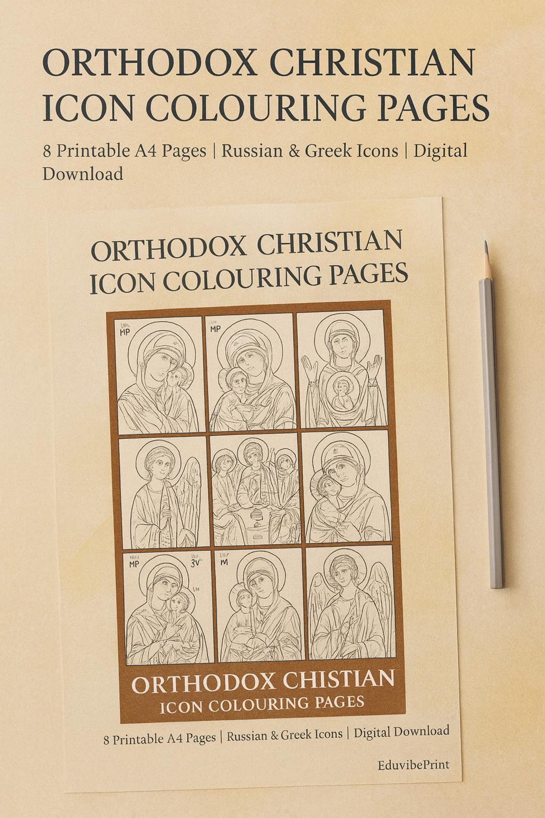 Orthodox Christian Icon Colouring Pages - 8 Printable A4 Pages ...