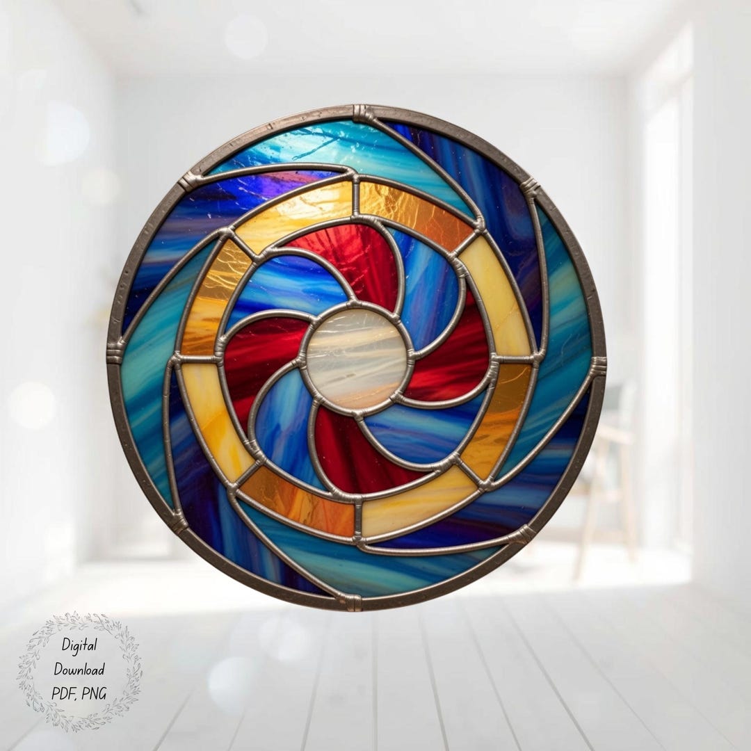 Stained Glass Swirl Pattern PDF | Spiral Suncatcher Template | Beginner ...