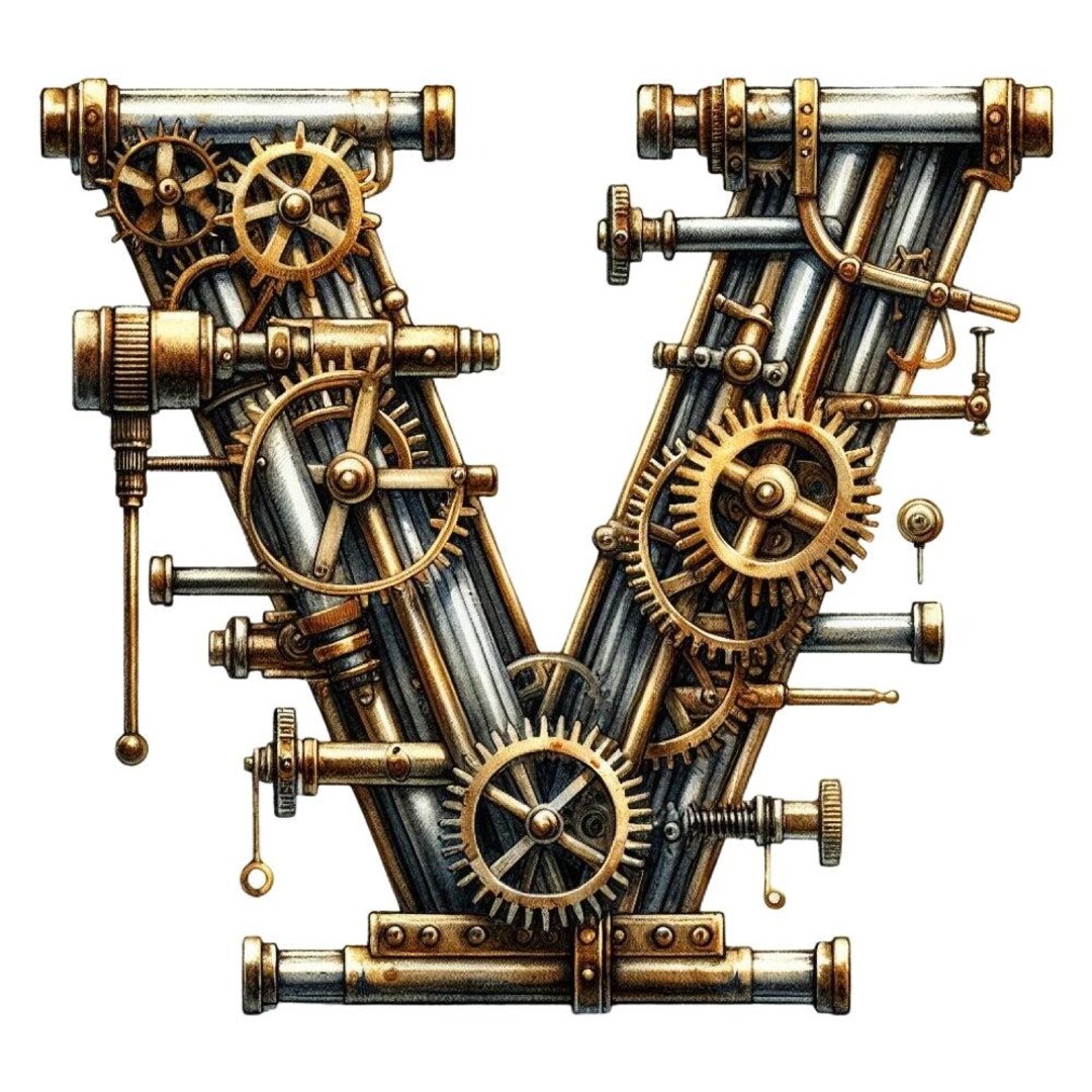 Steampunk Letter V Fabric Panel - Etsy