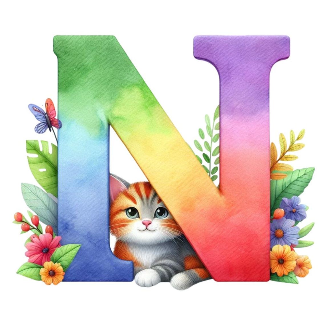 Cute Cats Letter N Fabric Panel - Etsy