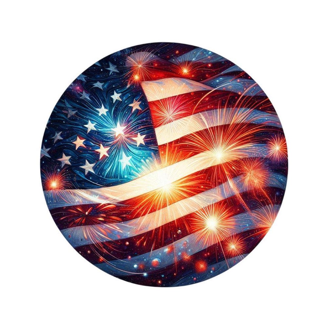 Round Stained Glass Patriotic Fabric Panel 17 - Etsy