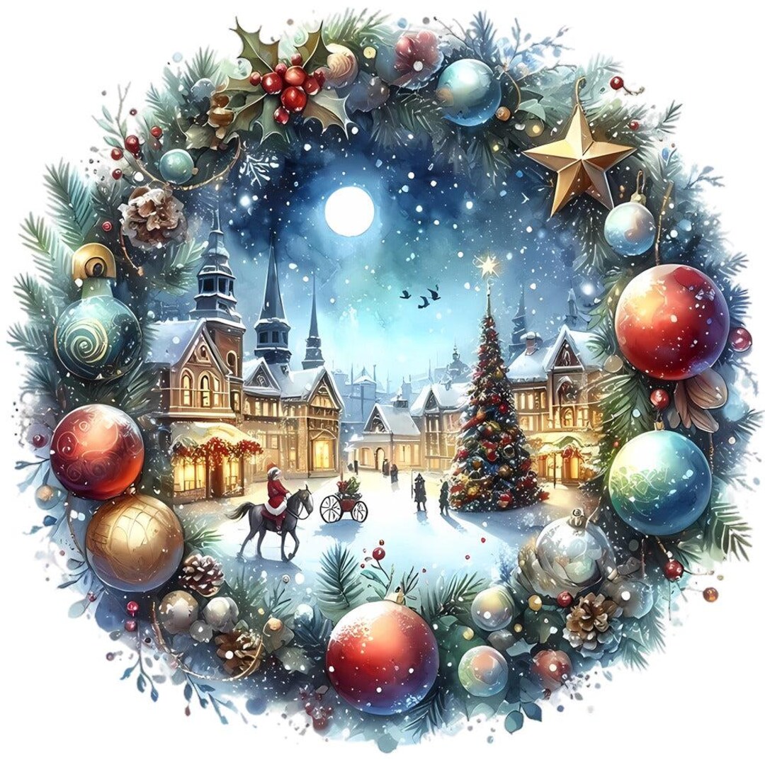 Christmas Winter Scene 27 Fabric Panel - Etsy