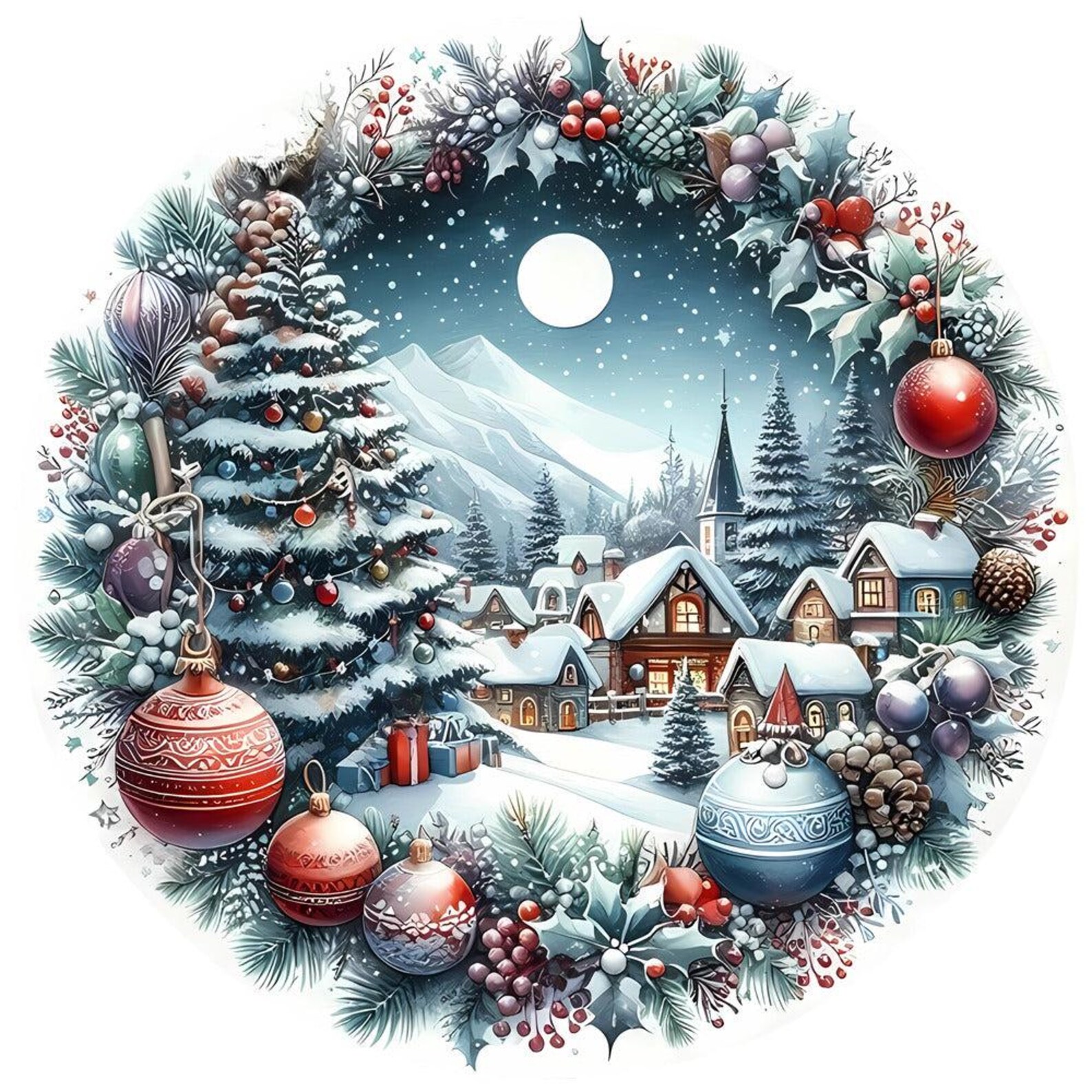 Christmas Winter Scene 31 Fabric Panel - Etsy
