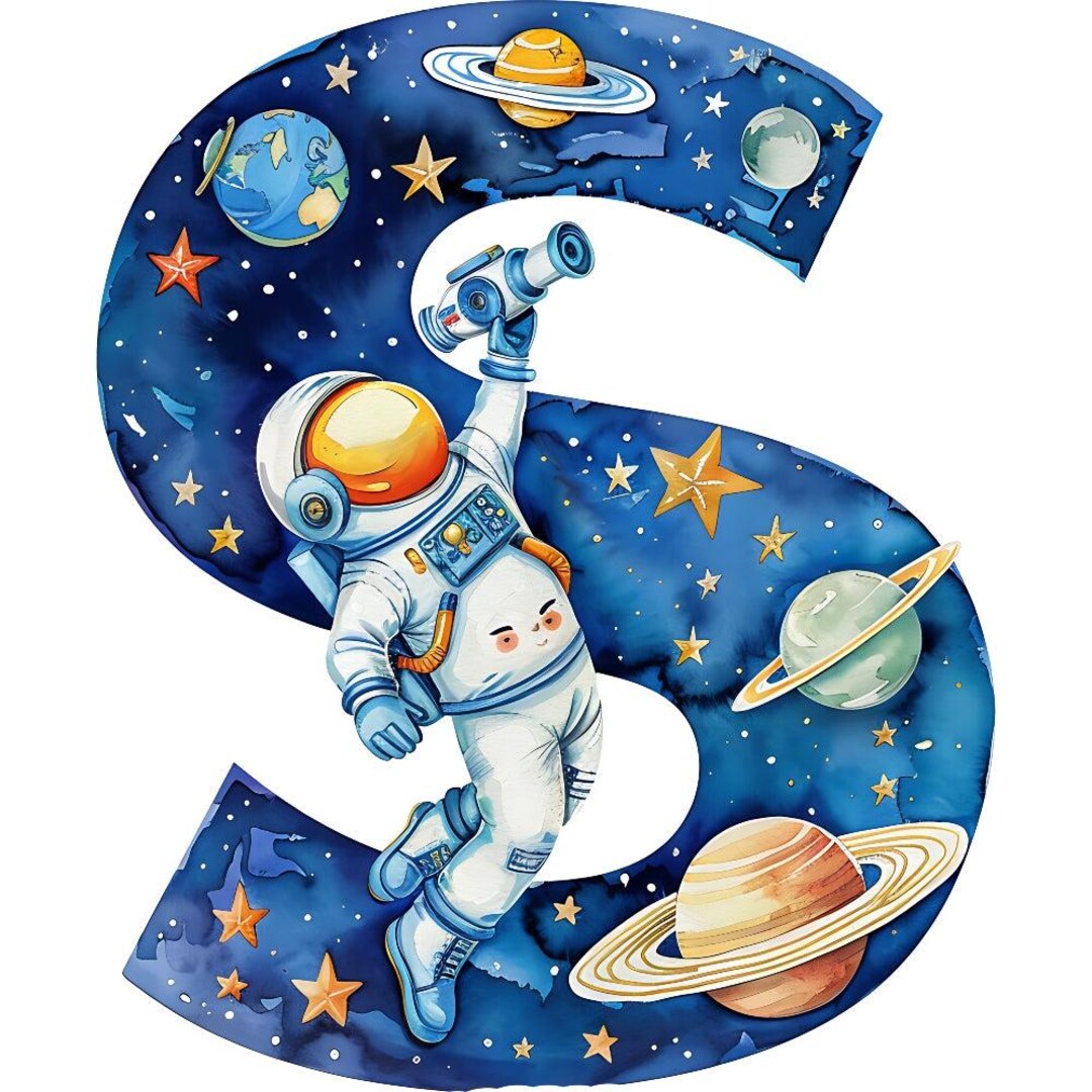 Space Alphabet Letter S Fabric Panel - Etsy