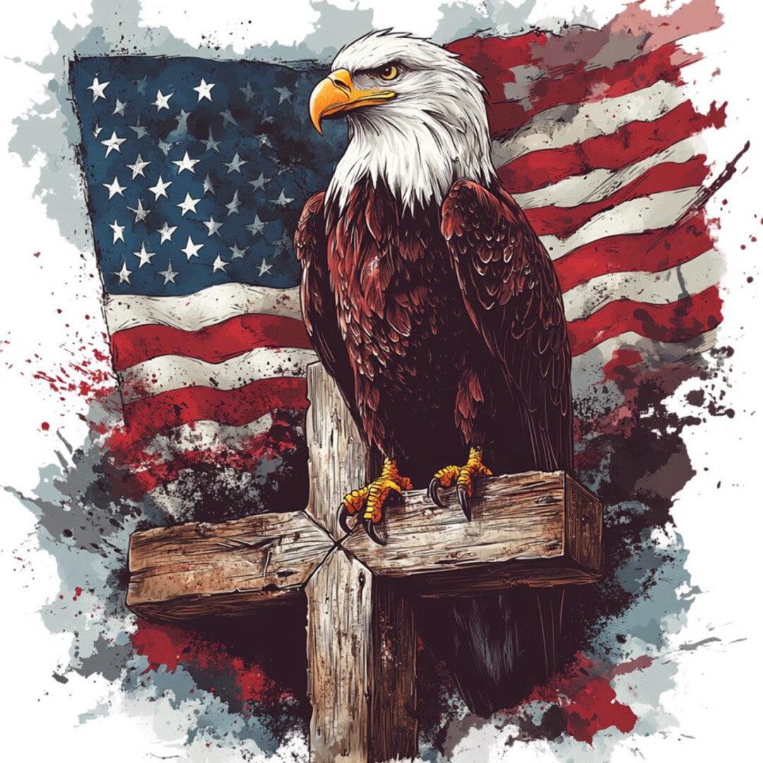 Patriotic Eagle on the Cross Fabric Panel 1 - Etsy