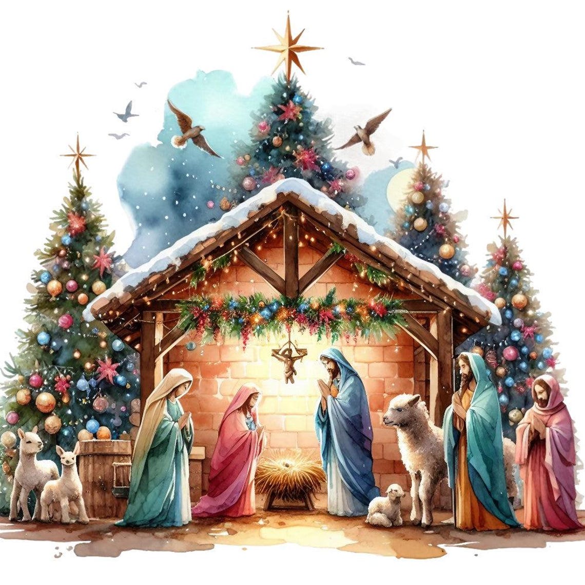 Detailed Christmas Nativity Scene Fabric Panel 22 - Etsy