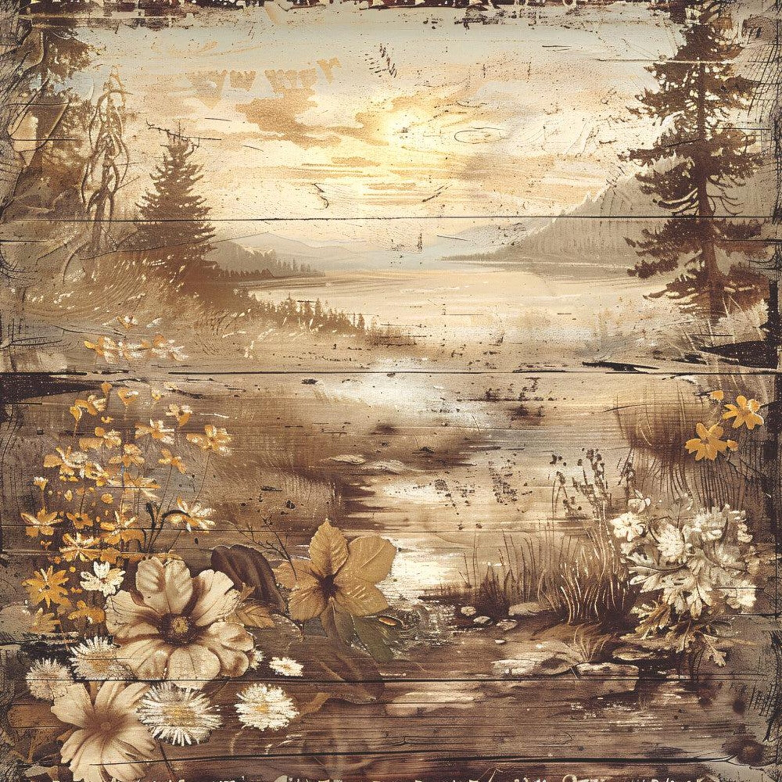 Yellowstone on Rustic Wood Fabric Panel 2 - Etsy
