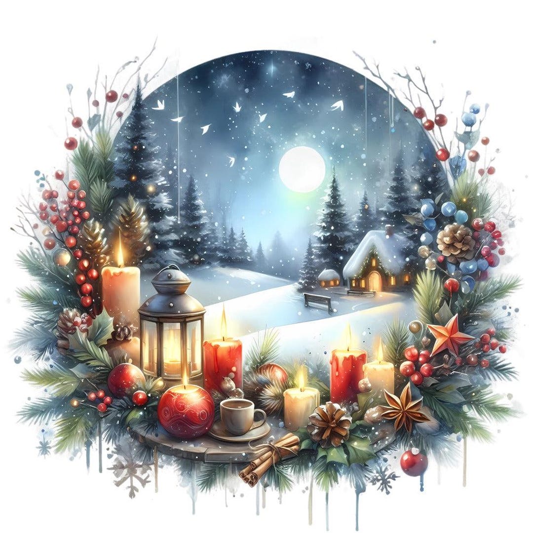 Christmas Winter Scene 29 Fabric Panel - Etsy