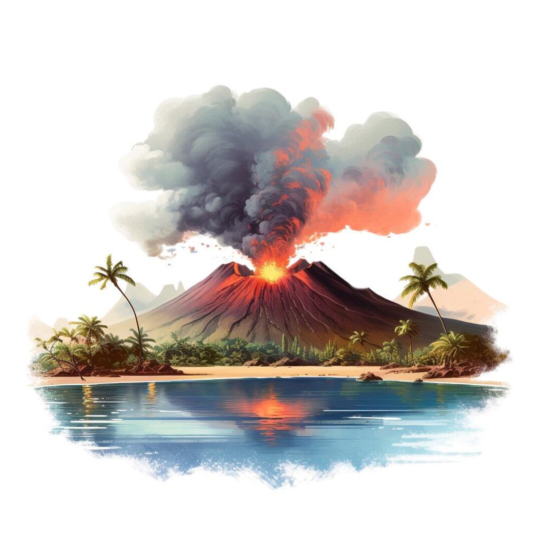 Watercolor Volcano Fabric Panel 4 - Etsy