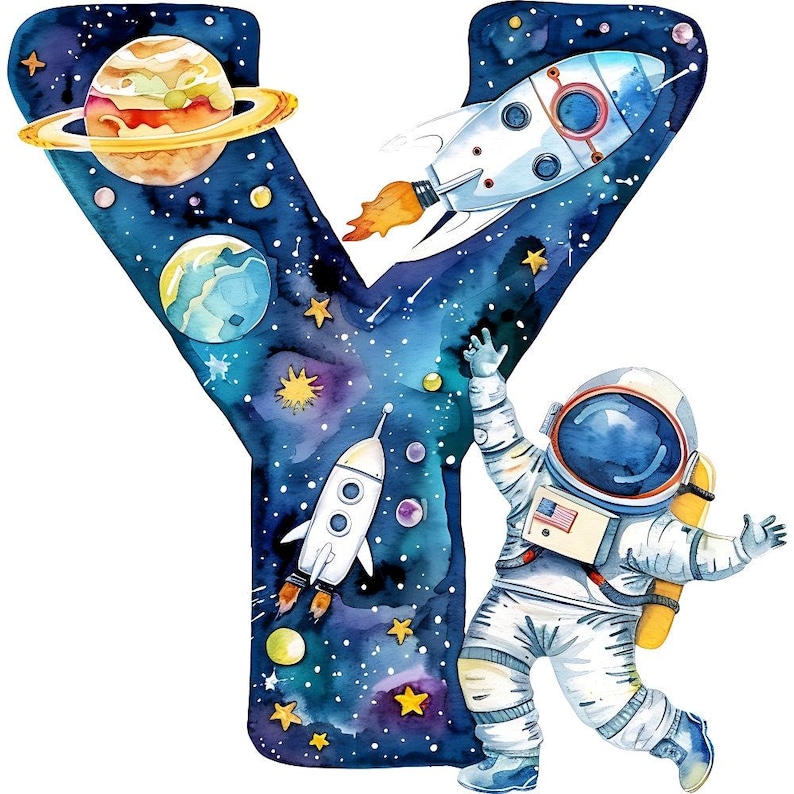 Space Alphabet Letter Y Fabric Panel - Etsy