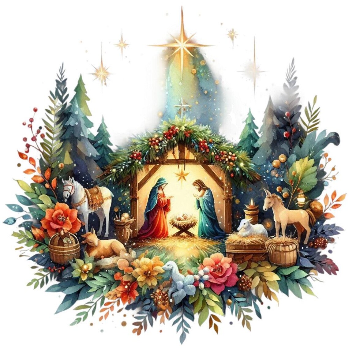 Detailed Christmas Nativity Scene Fabric Panel 6 - Etsy