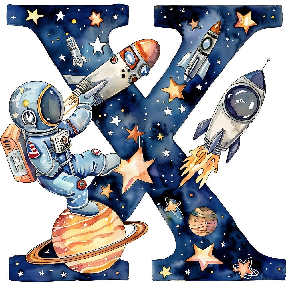 Space Alphabet Letter X Fabric Panel - Etsy