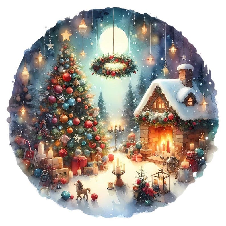 Christmas Winter Scene 20 Fabric Panel - Etsy