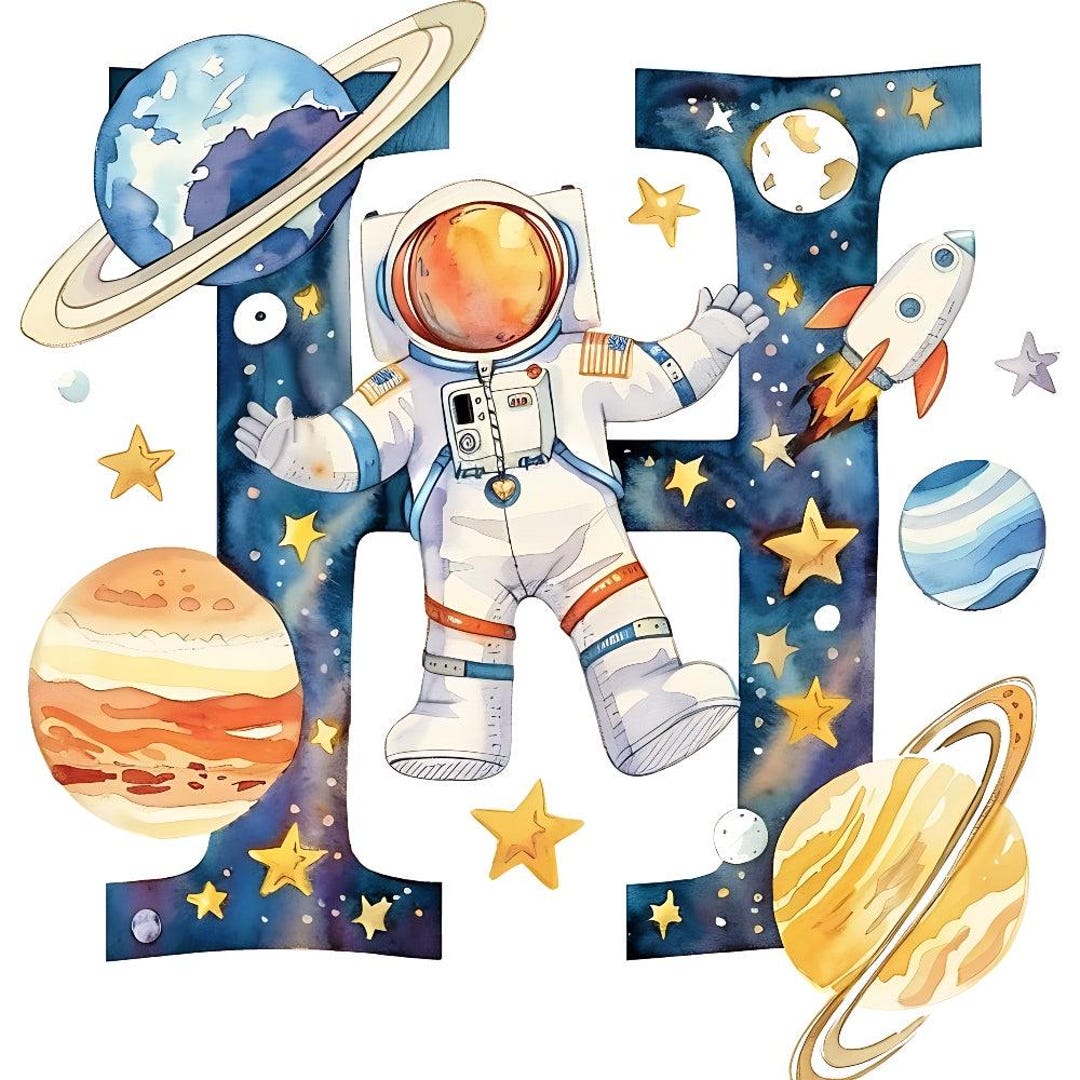 Space Alphabet Letter H Fabric Panel - Etsy