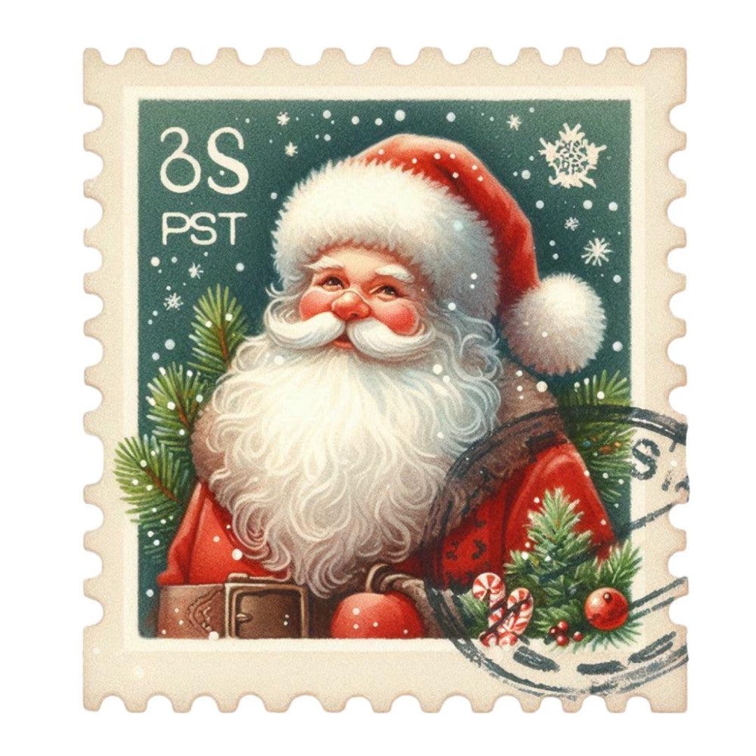 Santa Claus Postage Stamps Fabric Panel 7 - Etsy