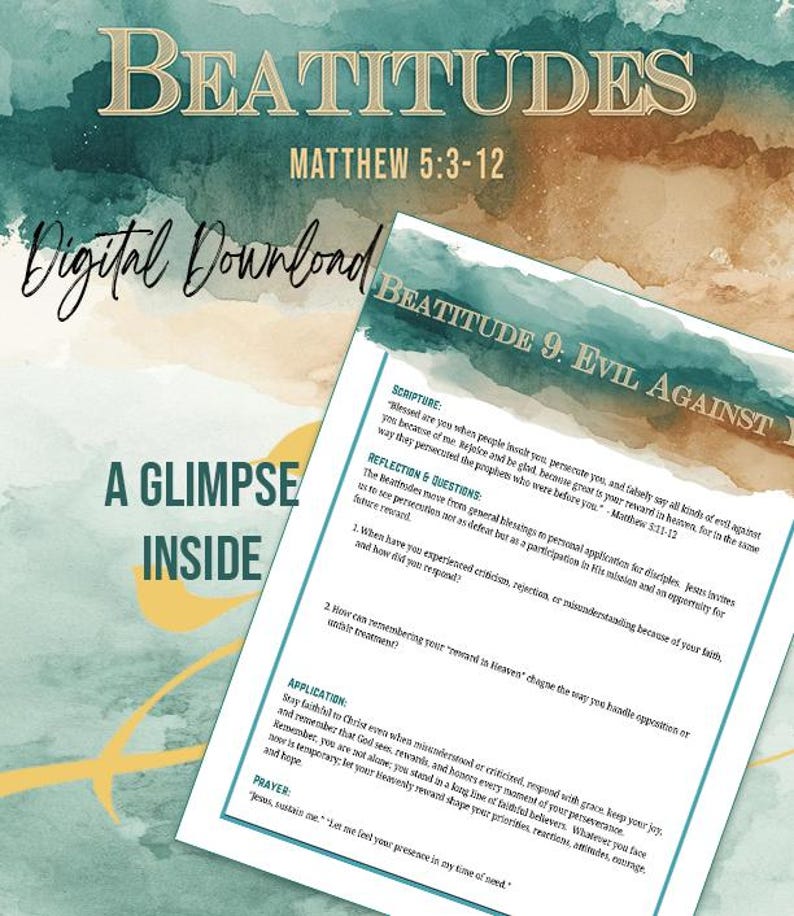Beatitude Bible Study Printable Sunday School Study Personal Bible ...
