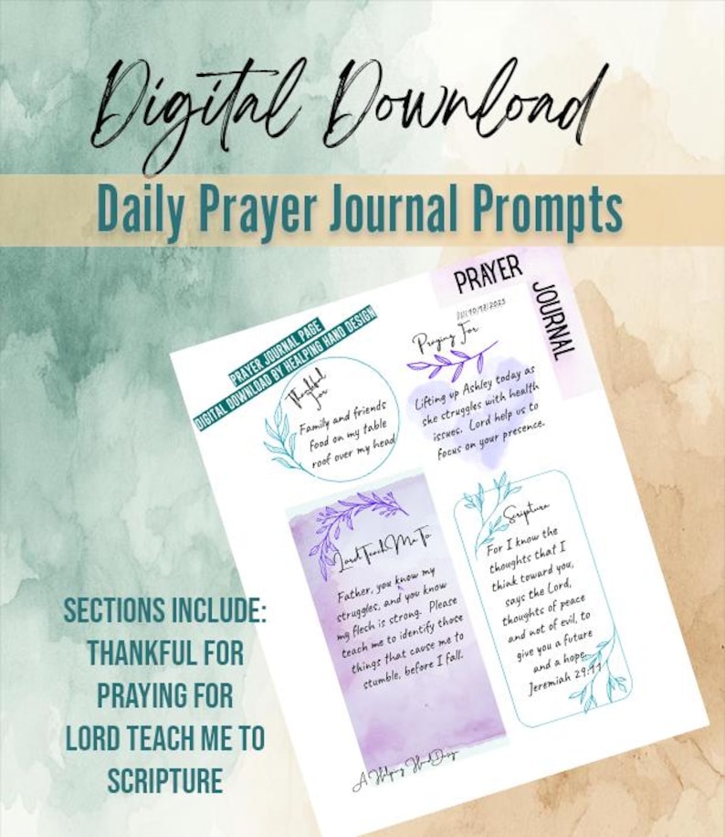 Prayer Journal Prompts | Printable Bible Study Page (digital Download ...