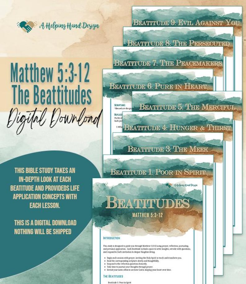 Beatitude Bible Study Printable Sunday School Study Personal Bible ...