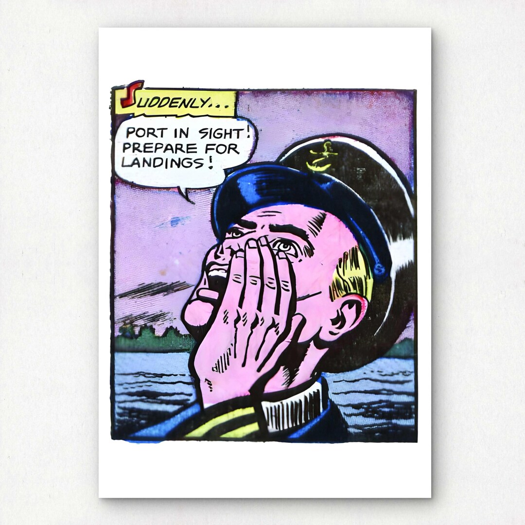 1950s Comic Book Art Print | Shouting Sailor, Retro Pop Art Wall Decor ...