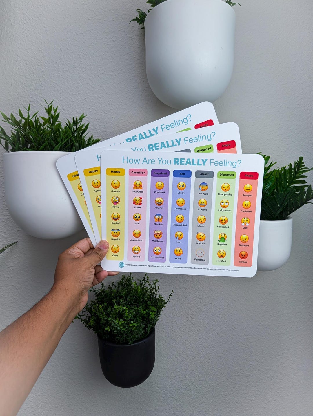 Soft Touch Laminated Emoji Feeling Chart - Feeling Wheel Alternative ...