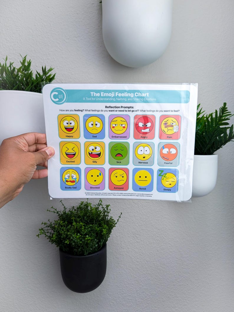 Soft Touch Laminated Emoji Feeling Chart - Feeling Wheel Alternative ...
