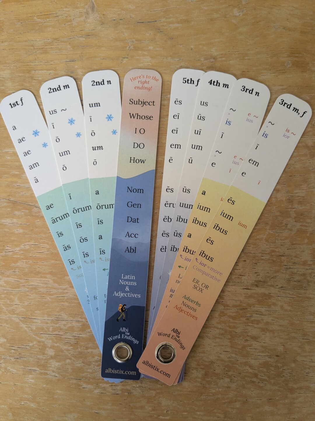 Latin Nouns & Adjectives Tool: Albi™stix Word Endings Bookmark - Etsy