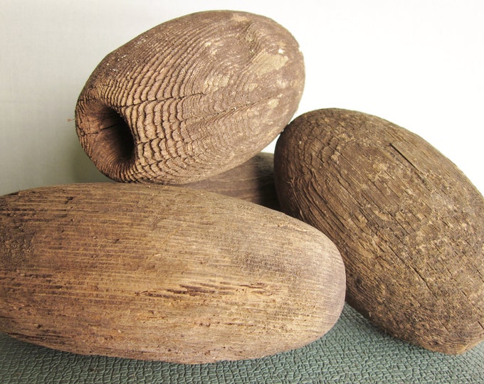 Vintage Wooden Fishing Net Floats Rustic Old Cedar - Etsy