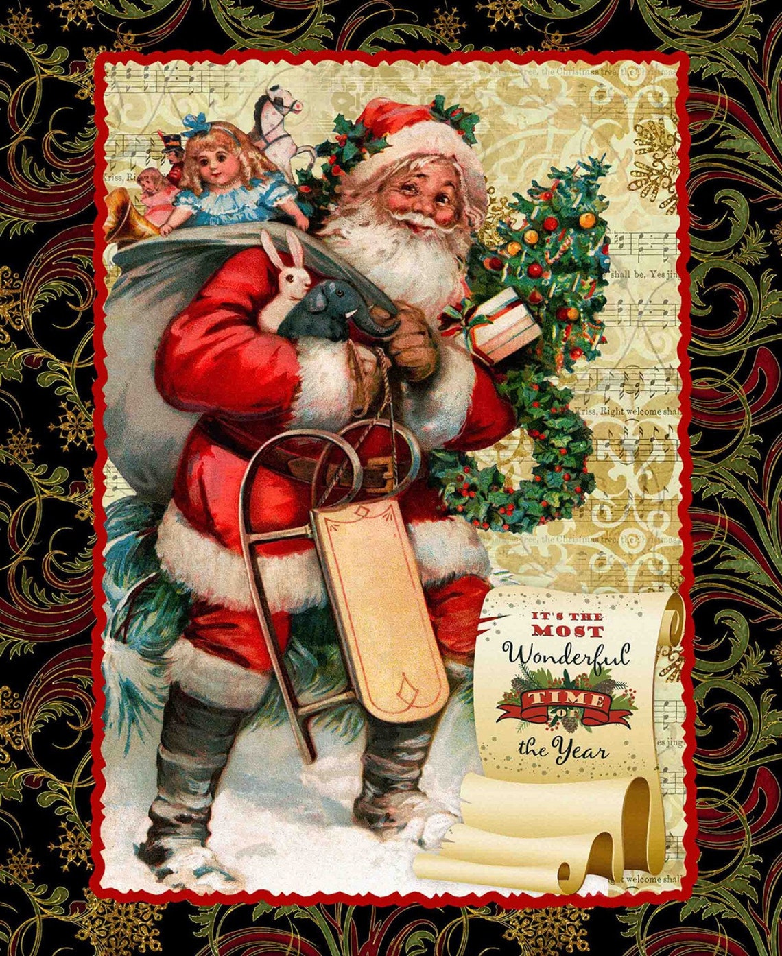 Victorian Santa Fabric Panel by Springs Creative 100% Cotton - Etsy