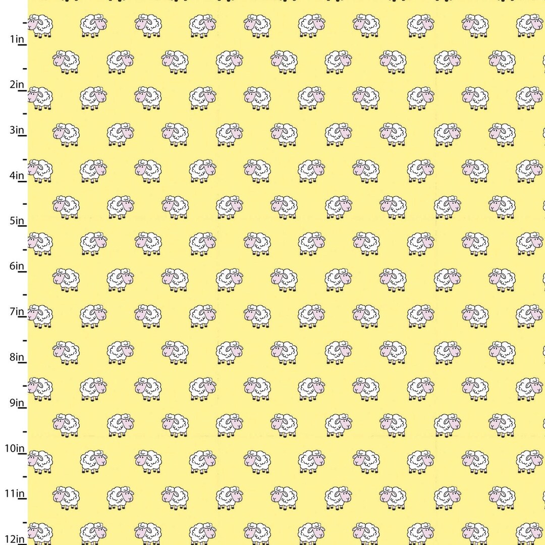 On the Farm Yellow Sheep Flannel Fabric, 100% Cotton, Sold by the Yard ...