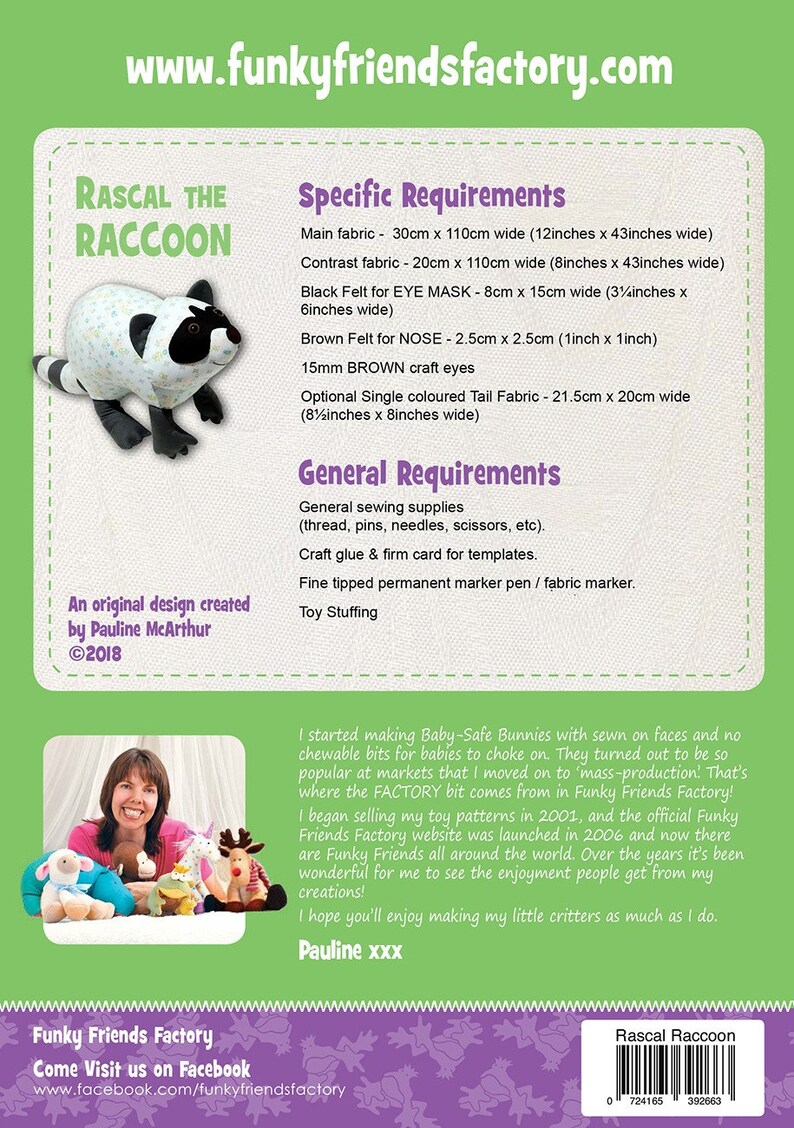 Rascal the Raccoon Stuffed Toy PATTERN Not a PDF by Funky - Etsy