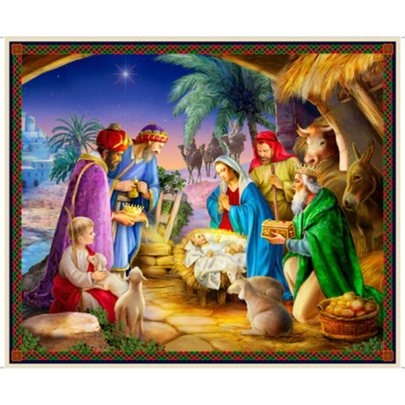 The Nativity Fabric Panel by QT - Etsy