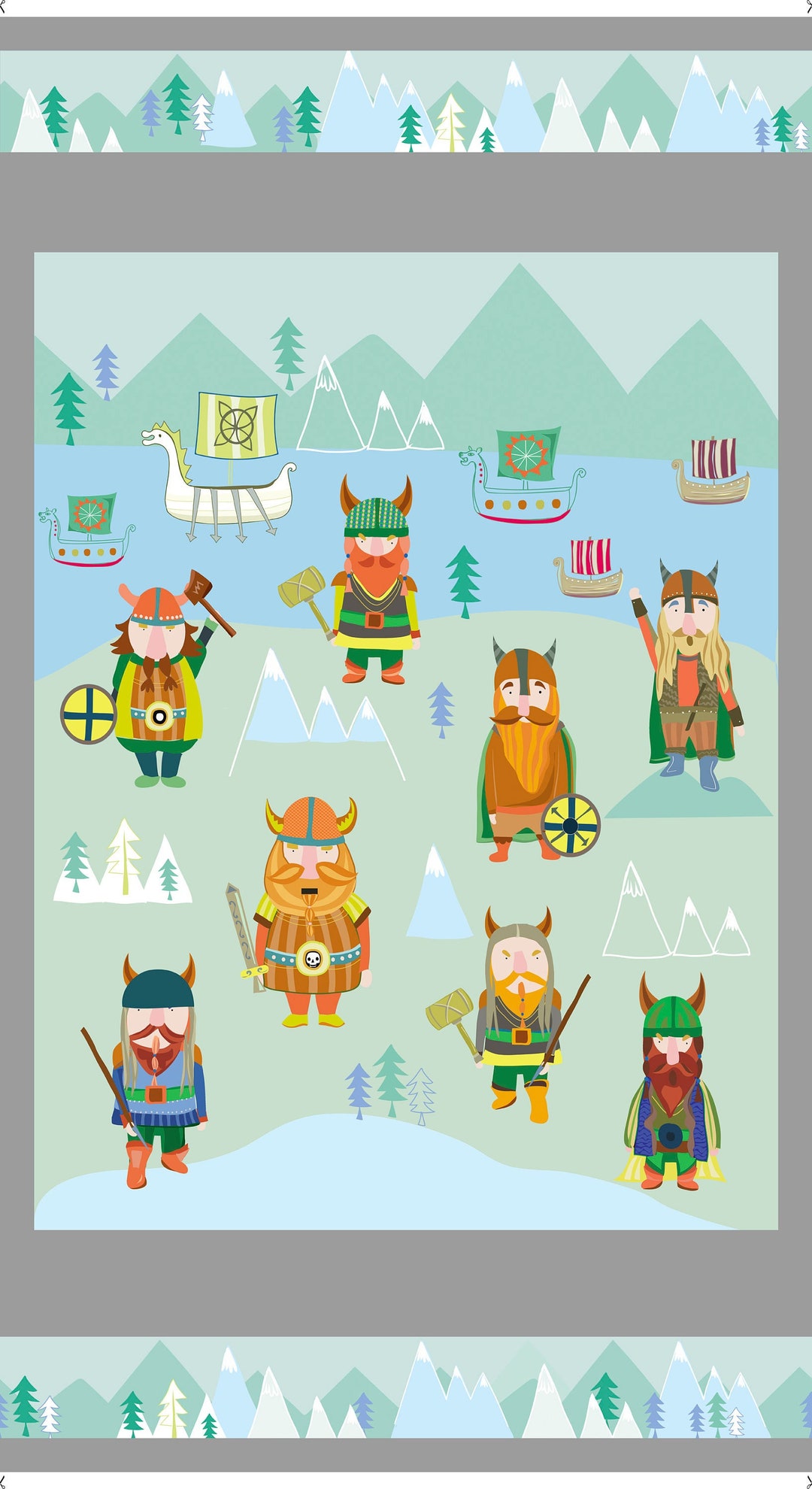 Vikings Collection Fabric by QT, Vikings Panel - 24 X 44 Inches, Cotton ...